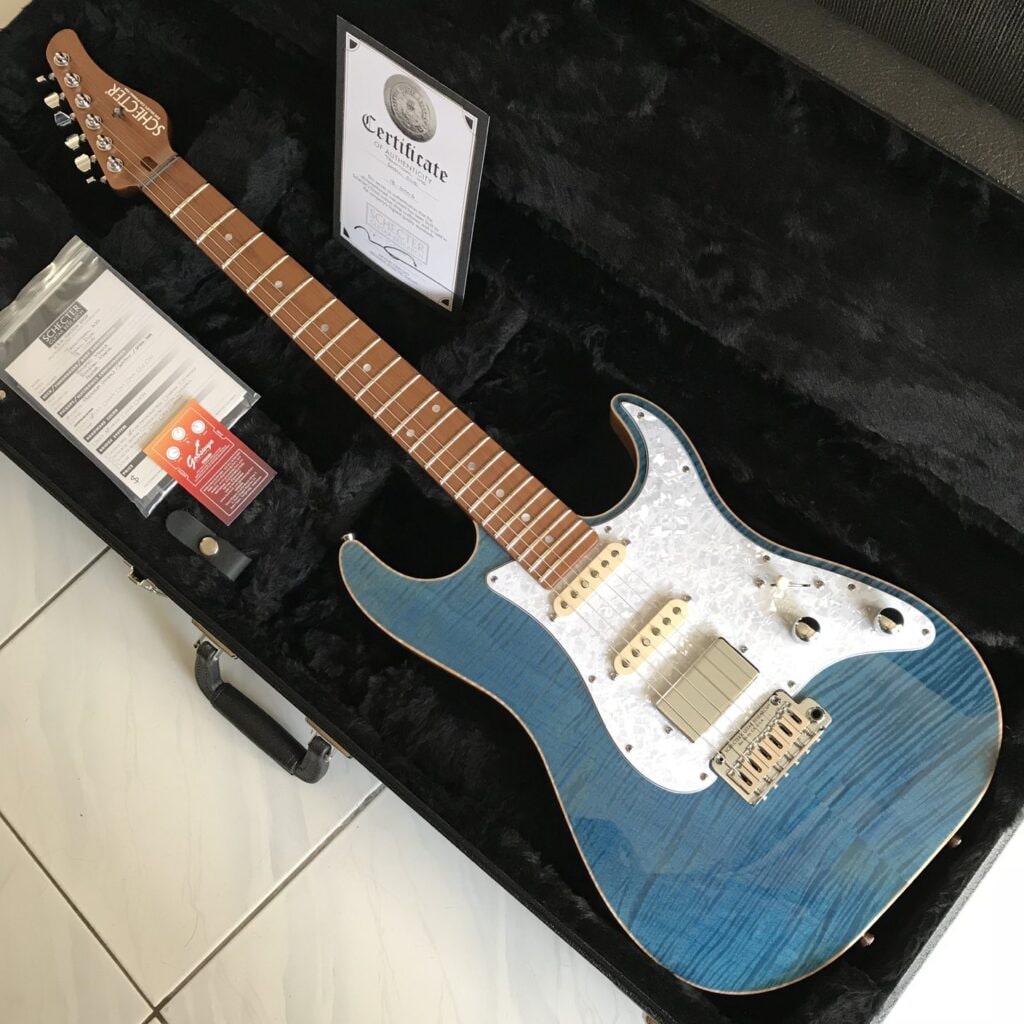 Schecter Usa Custom Shop Sunset Custom – Blue Denim Flame Maple ...