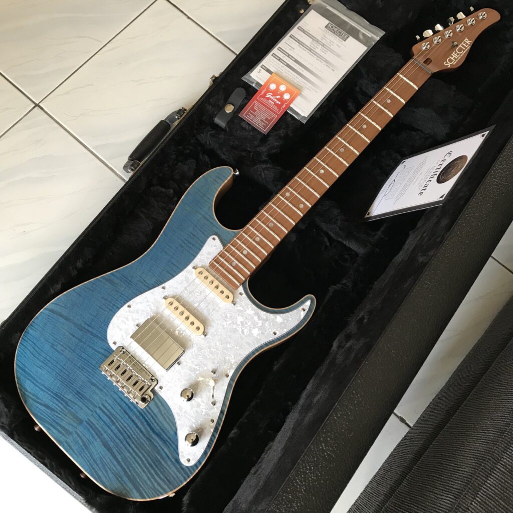 Schecter Usa Custom Shop Sunset Custom – Blue Denim Flame Maple ...